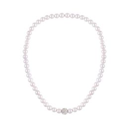 Leslii Perlenkette Geschenk Halskette Perlencollier, 10646213, mit Strassstein - mit Muschelkernperle, weiß