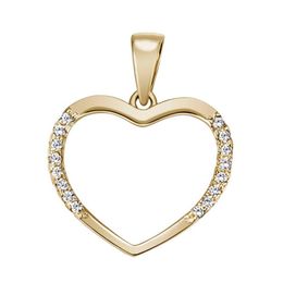 Firetti Kettenanhänger Schmuck Geschenk Silber 925 Halsschmuck Anhänger Herz "LIEBE", mit Zirkonia (synth), gelb|goldfarben