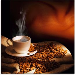 Artland Glasbild Dampfende Tasse Kaffee, Getränke (1 St), in verschiedenen Größen, braun