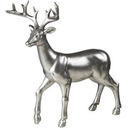 AMBIENTE HAUS Tierfigur Hirsch Figur - stehend gr. (1 St), silberfarben