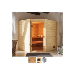 Welltime Sauna Trixi, BxTxH: 195 x 169 x 187 cm, 38 mm, 4,5-kW-Ofen mit int. Steuerung, beige
