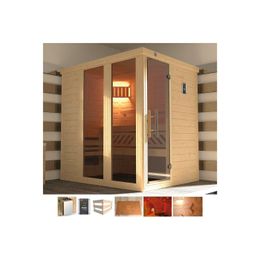 Weka Sauna Kemi Panorama, BxTxH: 162 x 193 x 200 cm, 45 mm, 7,5 kW Ofen mit ext. Steuerung, beige