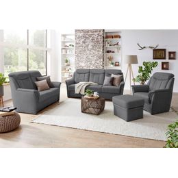 VILLA BECK Polstergarnitur Lugano, (Set, 3-tlg), Kopfteilverstellung, in Sitzhöhe 49 cm, 3-Sitzer und 2x Sessel, schwarz