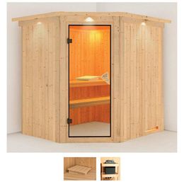 Karibu Sauna Laila, BxTxH: 210 x 184 x 202 cm, 68 mm, (Set) ohne Ofen, beige