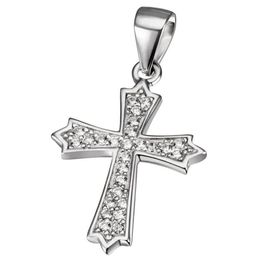 Firetti Kettenanhänger Schmuck Geschenk Silber 925 Halsschmuck Anhänger Kreuz, mit Zirkonia (synth), silberfarben|weiß