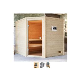 Welltime Sauna Tami, BxTxH: 195 x 195 x 187 cm, 38 mm, 4,5-kW-Bio-Ofen mit ext. Steuerung, beige