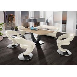 K+w Komfort & Wohnen K+W Komfort & Wohnen Essgruppe Wave, (Set), Design-Solobank mit 4 Design-Drehstühlen und Tisch in 180x90cm, weiß