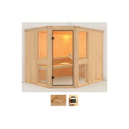 Karibu Sauna Aline 3, BxTxH: 231 x 196 x 198 cm, 68 mm, (Set) ohne Ofen, beige