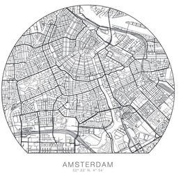 Wall-Art Wandtattoo Stadtplan Amsterdam Tapete (1 St), selbstklebend, entfernbar, schwarz
