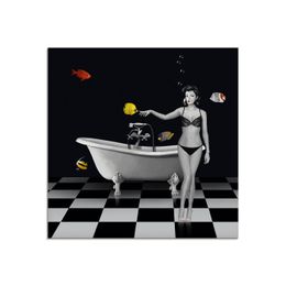 Artland Glasbild Ein Badezimmer für Fische, Frau (1 St), in verschiedenen Größen, schwarz