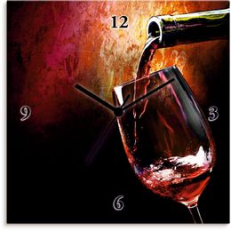 Artland Wanduhr Wein - Rotwein (wahlweise mit Quarz- oder Funkuhrwerk, lautlos ohne Tickgeräusche), rot