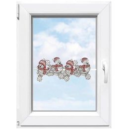 Scheibengardine Wintervögel, Stickereien Plauen, Stangendurchzug (1 St), halbtransparent, Fensterdekoration "Wintervögel", rot|weiß