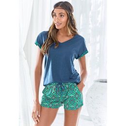 s.Oliver Shorty (2 tlg) mit gemusterter Shorts, blau|grün