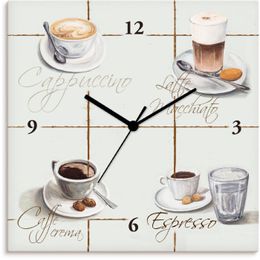 Artland Wanduhr Cappuccino - Kaffee (wahlweise mit Quarz- oder Funkuhrwerk, lautlos ohne Tickgeräusche), weiß