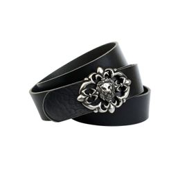 Anthoni Crown Ledergürtel mit auffälliger Fashion-Schließe, schwarz