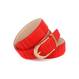 Anthoni Crown Ledergürtel mit glänzender ovaler Schließe, rot