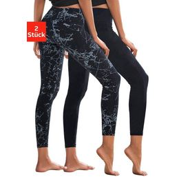 H.I.S. H.I.S Leggings (2er-Pack) in bedruckt und uni, Loungewear, schwarz