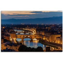 Artland Wandbild Brücke Ponte Vecchio über dem Arno in Florenz, Florenz (1 St), als Alubild, Leinwandbild, Wandaufkleber oder Poster in versch. Größen, braun