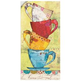 Artland Wandbild Komm zum Kaffee, Geschirr & Besteck (1 St), als Leinwandbild, Poster, Wandaufkleber in verschied. Größen, gelb