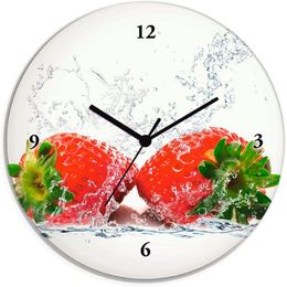 Artland Wanduhr Erdbeeren mit Spritzwasser (wahlweise mit Quarz- oder Funkuhrwerk, lautlos ohne Tickgeräusche), rot