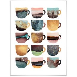 Wall-Art Poster Kaffeetassen Natur, Geschirr & Besteck (1 St), Poster ohne Bilderrahmen, bunt