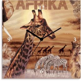 Artland Wanduhr Afrika (wahlweise mit Quarz- oder Funkuhrwerk, lautlos ohne Tickgeräusche), braun