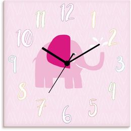 Artland Wanduhr Elefant auf rosa (wahlweise mit Quarz- oder Funkuhrwerk, lautlos ohne Tickgeräusche), rosa
