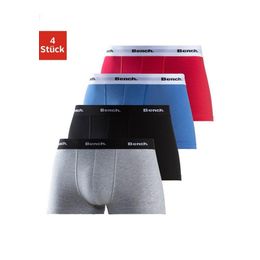 Bench. Boxershorts (Packung, 4-St) in Hipster-Form mit kontrastfarbenem Bund, blau|bunt|grau|rot|schwarz