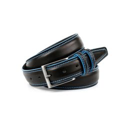 Anthoni Crown Ledergürtel mit Kontrast Stitching in blau, schwarz