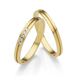 Firetti Trauring Schmuck Geschenk Gold 375 Hochzeit Ehering "LIEBE", Made in Germany, wahlweise mit oder ohne Brillanten, gelb|goldfarben