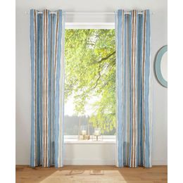 Guido Maria Kretschmer Home & Living Vorhang Streifen, Guido Maria Kretschmer Home&Living, Ösen (1 St), blickdicht, Nachhaltig, blau