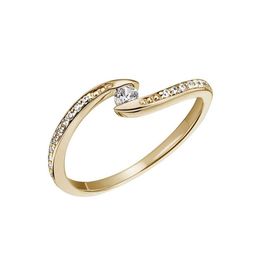 Firetti Fingerring Schmuck Geschenk Silber 925 Silberring Ring Welle glitzernd, mit Zirkonia (synth), gelb|goldfarben|weiß