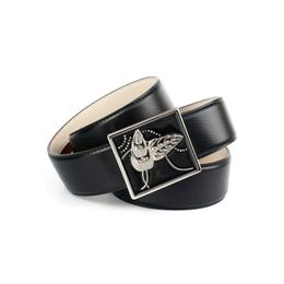 Anthoni Crown Ledergürtel Automatik Ledergürtel mit Designer-Schließe, schwarz
