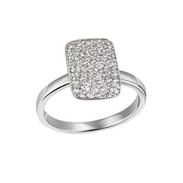 Firetti Fingerring Schmuck Geschenk Silber 925 Silberring Quadrat, mit Zirkonia (synth), silberfarben|weiß