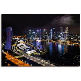 Artland Leinwandbild Singapur bei Nacht, Bilder von Asien (1 St), auf Keilrahmen gespannt, bunt