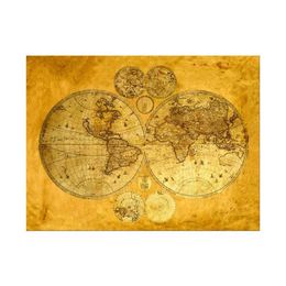 Bilderdepot24 Leinwandbild Weltkarte auf altem Papier