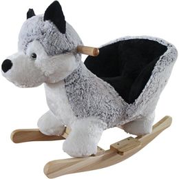 BABYGO Schaukeltier Rocker Husky, mit Kufen und Griffen aus Birkenholz; Made in Europe, grau|schwarz|weiß