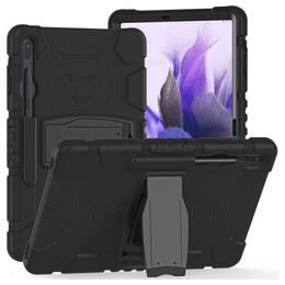Wigento Tablet-Hülle Für Samsung Galaxy Tab S7 FE / Tab S7 Plus Tab S8 Plus Hybrid Outdoor Schutzhülle Case Schwarz Tasche Cover Etuis