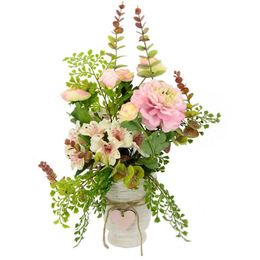 Kunstblume Arrangement Blüten/Ranunkel, I.GE.A., Höhe 44 cm, Topf aus Keramik, rosa