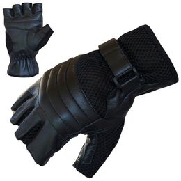 PROANTI Motorradhandschuhe fingerlose Chopper-Handschuhe aus Leder, schwarz