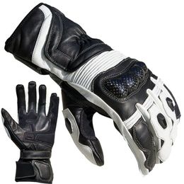 PROANTI Motorradhandschuhe Racing, aus Leder, schwarz|weiß