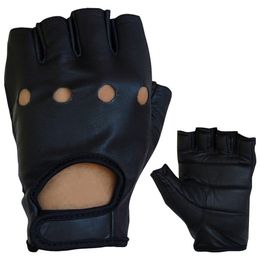 PROANTI Motorradhandschuhe fingerlose Chopper-Handschuhe aus Leder, schwarz