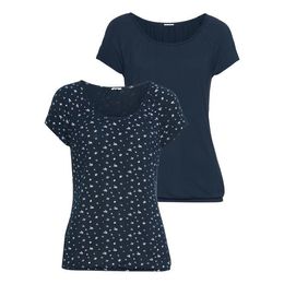 Lascana Kurzarmshirt blau Gr. 32/34 für Damen. Mit Rundhals. Figurumspielend. Nachhaltig.