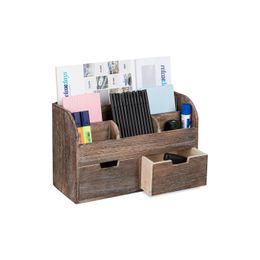 Relaxdays Aufbewahrungsbox Organizer Schreibtisch Holz