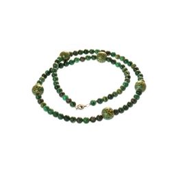 Bella Carina Perlenkette Lange Kette mit Jade und Holzperlen dunkel