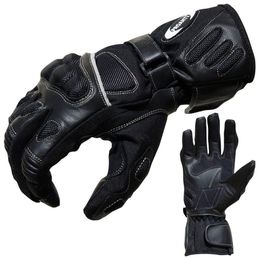 PROANTI Motorradhandschuhe aus Leder/Cordura, schwarz