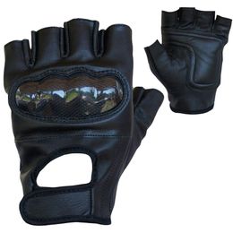 PROANTI Motorradhandschuhe fingerlose Chopper-Handschuhe aus Leder mit Protektor, schwarz