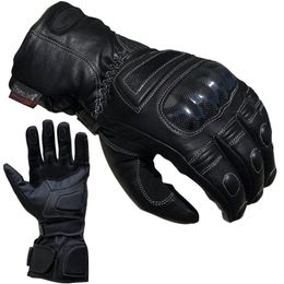 PROANTI Motorradhandschuhe speziell für Regenwetter und den Winter geeignet, aus Leder, schwarz