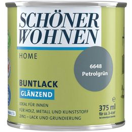Schöner Wohnen Farbe SCHÖNER WOHNEN FARBE Lack Home, 375 ml, petrolgrün, glänzend, ideal für innen, 2in1-Lack, grün