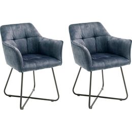 MCA furniture Esszimmerstuhl Panama (Set, 2 St), Vintage Veloursoptik mit Keder, Stuhl belastbar bis 120 Kg, blau